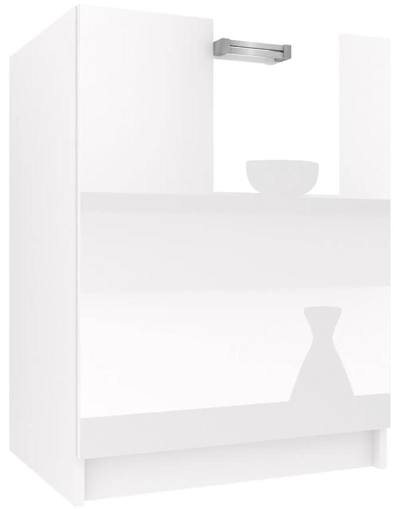 Kuchyňská skříňka Belini dřezová 60 cm bílý lesk  bez pracovní desky  INF SDZ60/0/WT/W/0/D