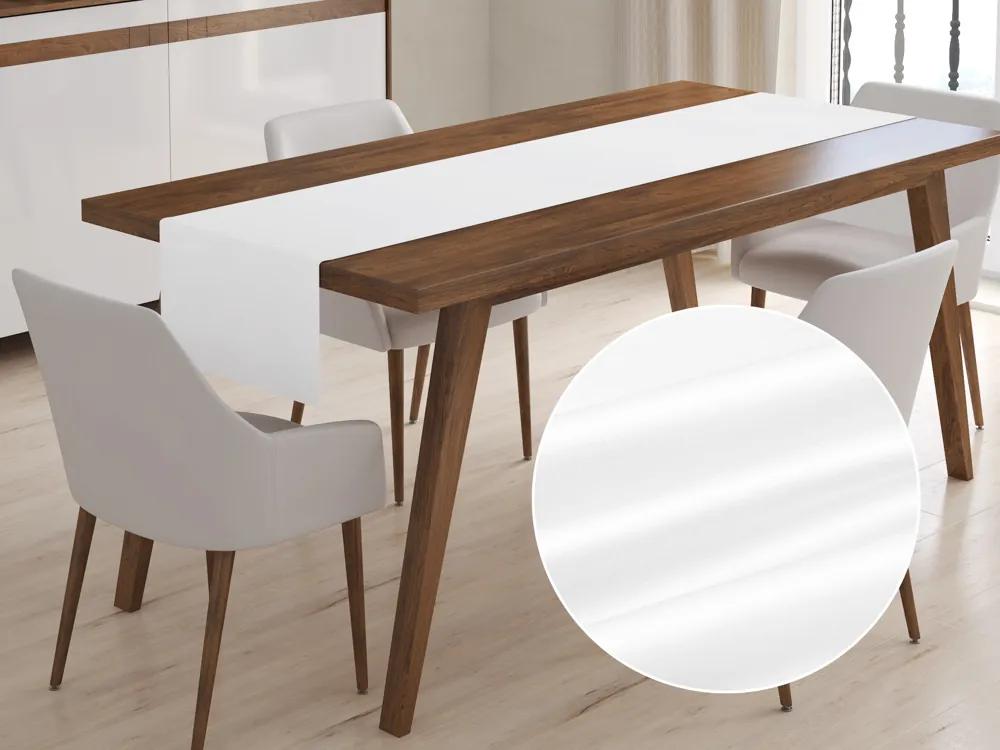 Biante Saténový běhoun na stůl polyesterový Satén LUX-L040 Bílý 35x120 cm