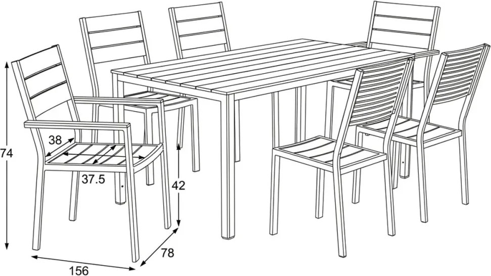 Zahradní sestava AZS-B1656 GREY, polywood, šedá (156 x 78) cm