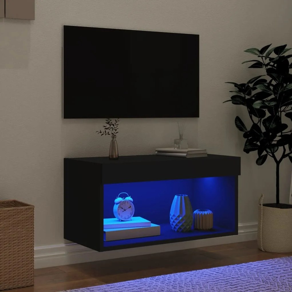 vidaXL TV skříňka s LED osvětlením 60 x 30 x 30 cm [837129] Barva: kouřový dub