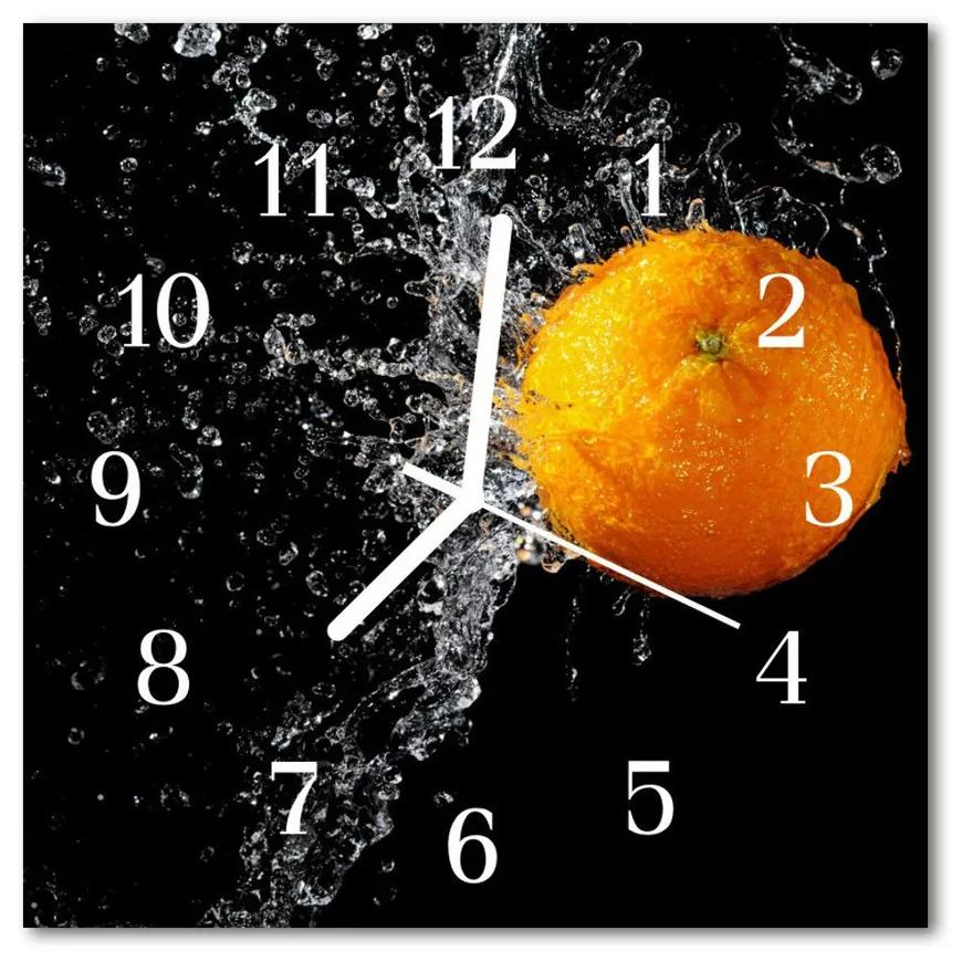 Nástenné skleněné hodiny oranžový 30x30 cm