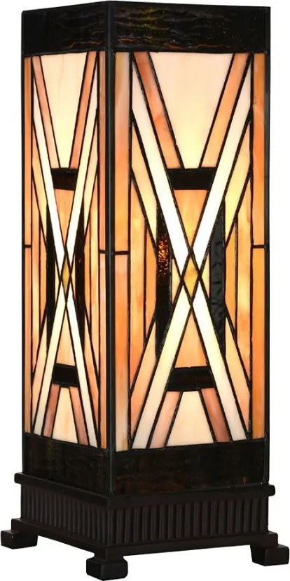 Béžovo-hnědá stolní tiffany lampa Laetitia I - 17*17*44 cm E27/ma* 1*40W
