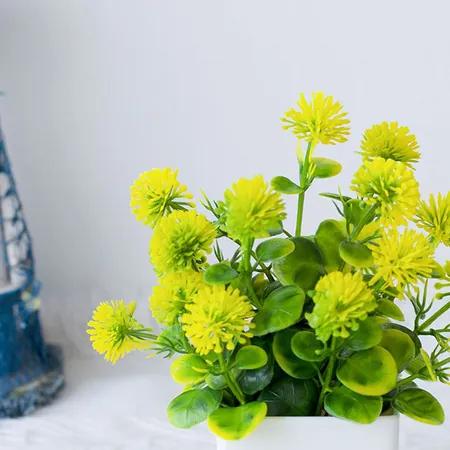 Bytová dekorace - rostlina v květináči umělá - výška 11 cm Barvy: žlutá