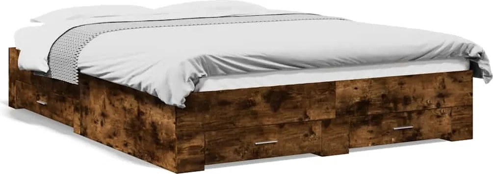 Rám postele se zásuvkami kouřový dub 150 x 200 cm kompozit 3280381
