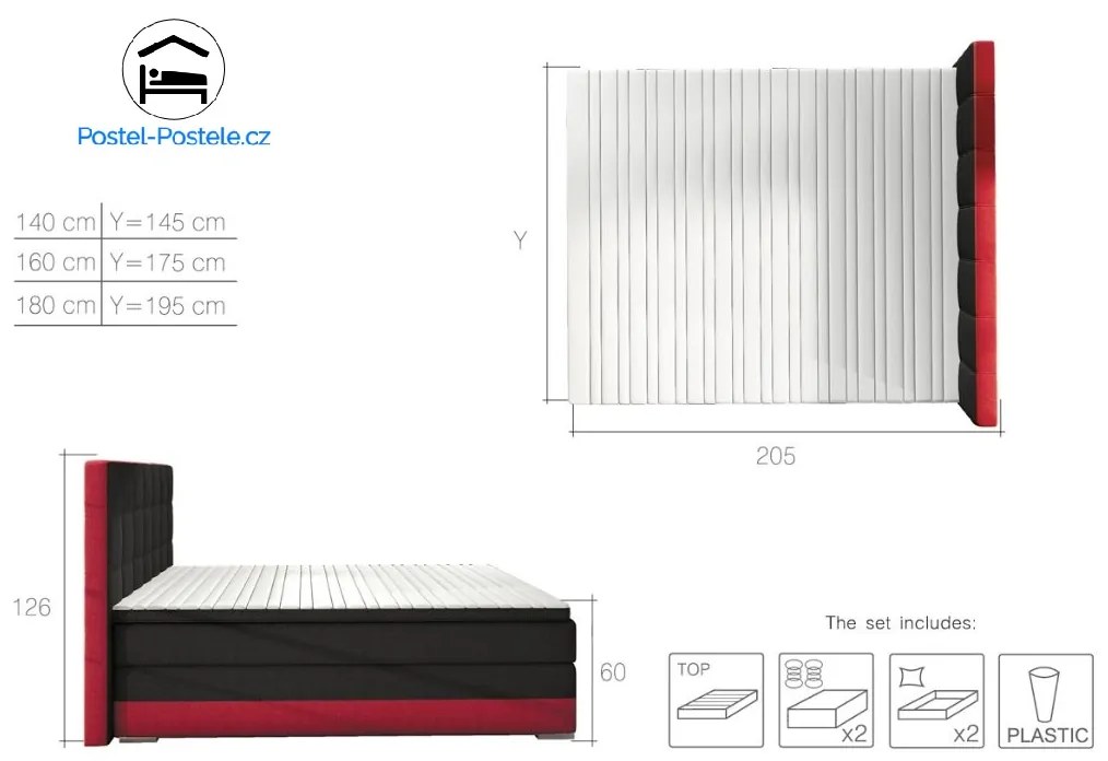 Boxspring ZEUS 140/200 (Sawana 26 + ekokůže Soft 33)