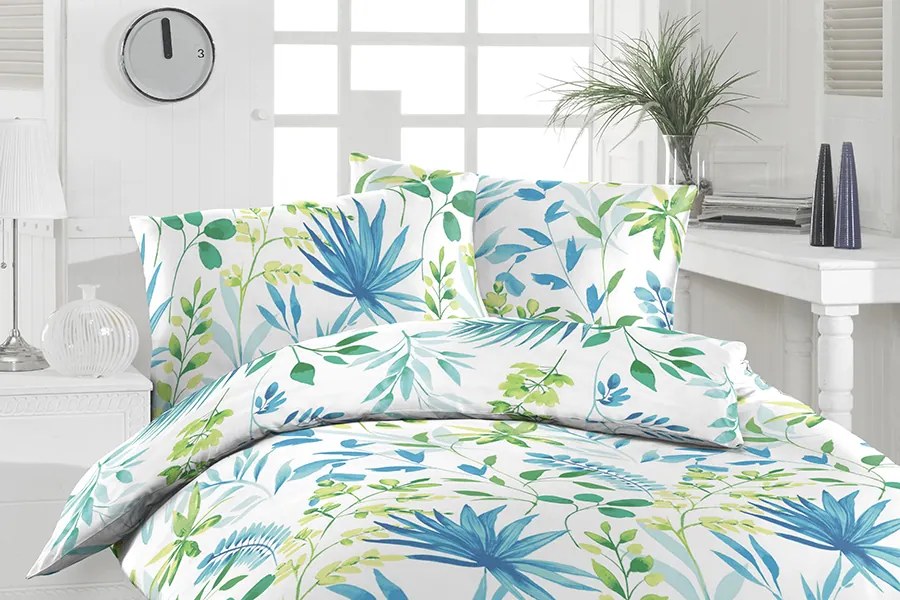 Krepové povlečení Florella Folio Blau Rozměr: 70x90 + 140x200 cm