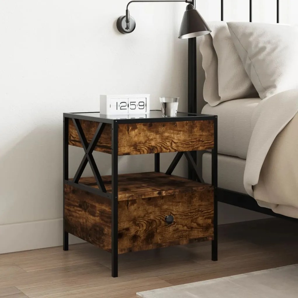 Noční stolek s Infinity LED kouřový dub 40 x 40 x 51 cm 3284103