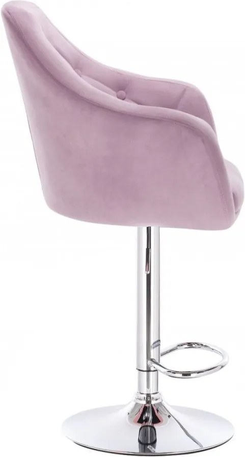 LuxuryForm DESIGN Barová židle ANDORA VELUR na stříbrné kulaté podstavě - levandule