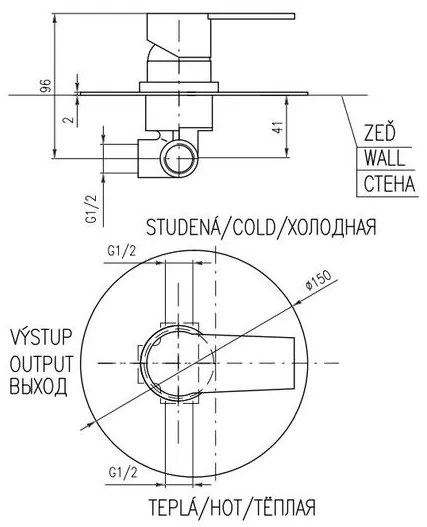 RAV Slezák Colorado Sprchová baterie včetně tělesa, černá matná/zlato CO383L CMATZ