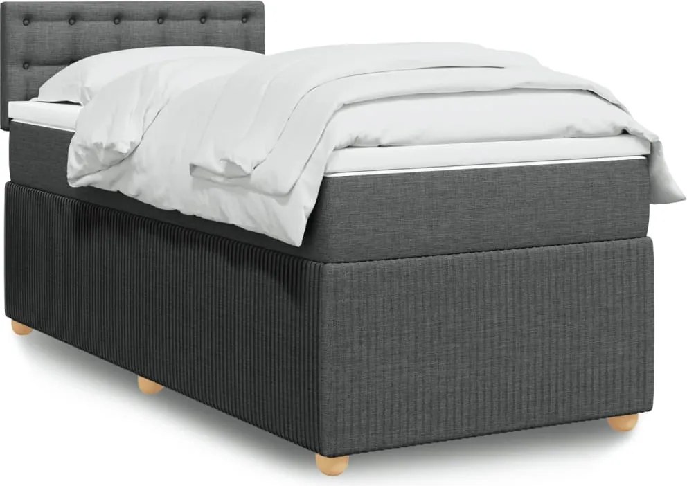 Box spring postel s matrací tmavě šedá 100 x 200 cm textil