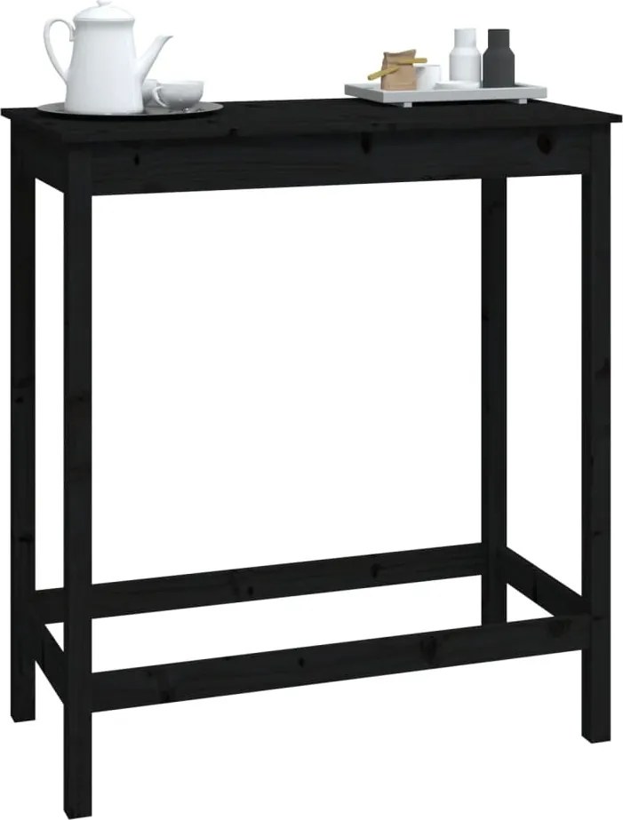 vidaXL Barový stolek 100 x 50 x 110 cm masivní borové dřevo [822154] Barva: Černá