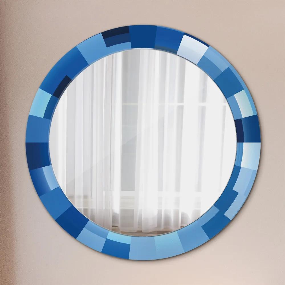 Kulaté dekorativní zrcadlo Modrý abstrakt fi 70 cm