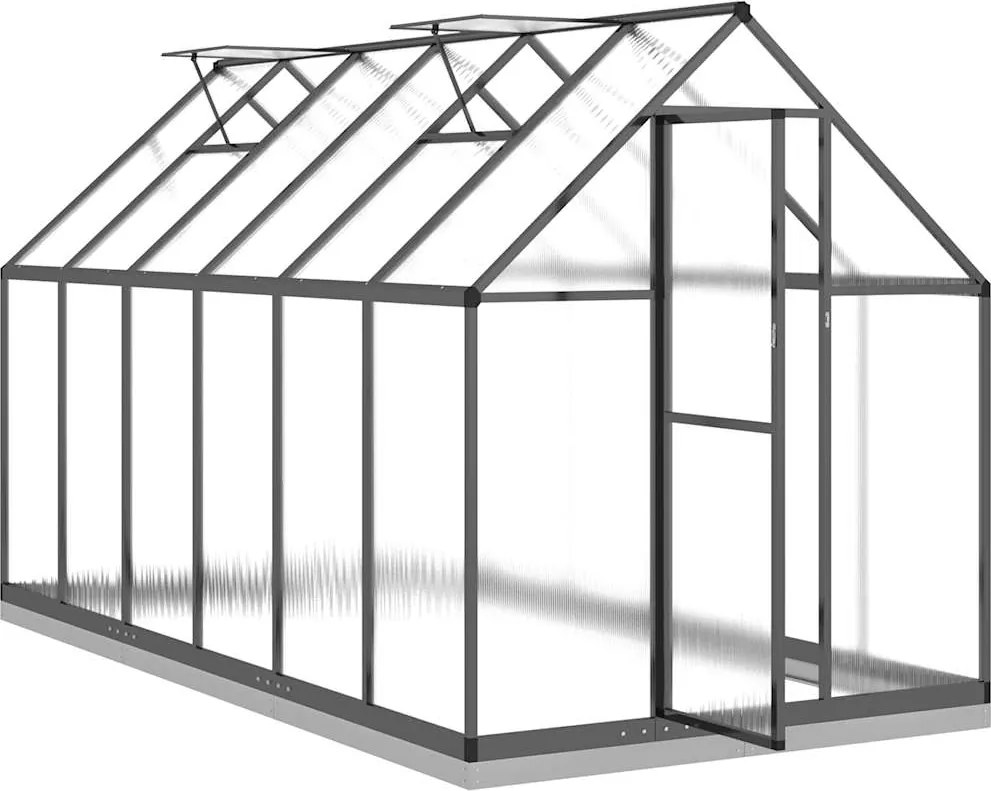 Skleník s podkladovým rámem antracitový 334x169x202 cm hliník 3266331