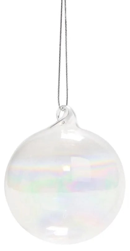 HANG ON Skleněná koule průhledné 6 cm set 6 ks - čirá