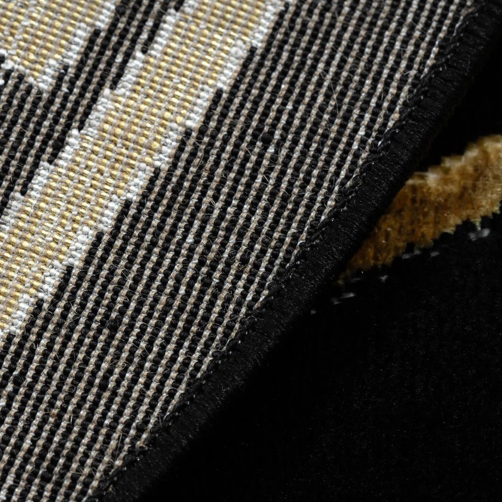 Dywany Łuszczów, Kusový koberec Allure 1968 black/gold kruh, 150x150 (průměr) kruh, černá, kancelář