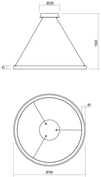 Redo 01-2676-LED Stmívatelný lustr na lanku ICONIC LED/60W/230Vpr. 78 cm zlatá