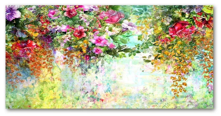 Wallmuralia Foto obraz sklo tvrzené Barevné květiny 100x50 cm