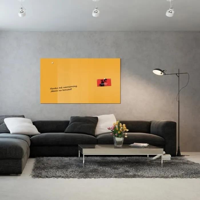 Žlutá neapolská skleněná pracovní a kancelářská tabule Smatab® - 100 × 150 cm