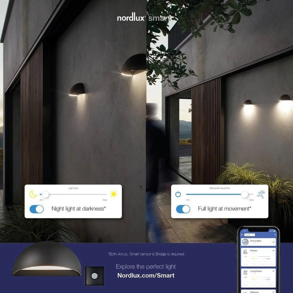 NOR 2019001010 Venkovní nástěnné svítidlo Arcus 9,5W LED šedá opál - NORDLUX