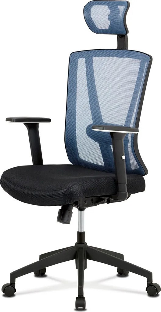Autronic Kancelářská židle, černá MESH+modrá síťovina, plastový kříž, synchronní mechanismus KA-H110 BLUE