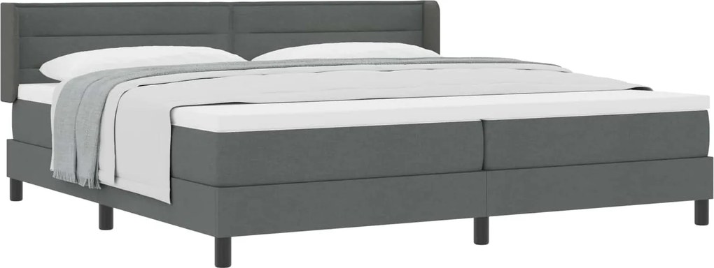 Postel s boxspringem s čelo Tmavě šedá 200 x 200 cm textil 3341063