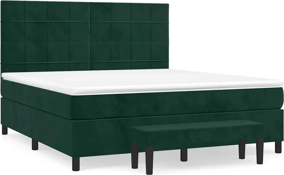 Box spring postel s matrací tmavě zelená 180x200 cm samet 3137860
