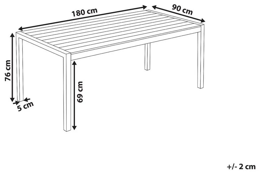 Hliníkový zahradní stůl 180 x 90 cm šedý VERNIO Beliani