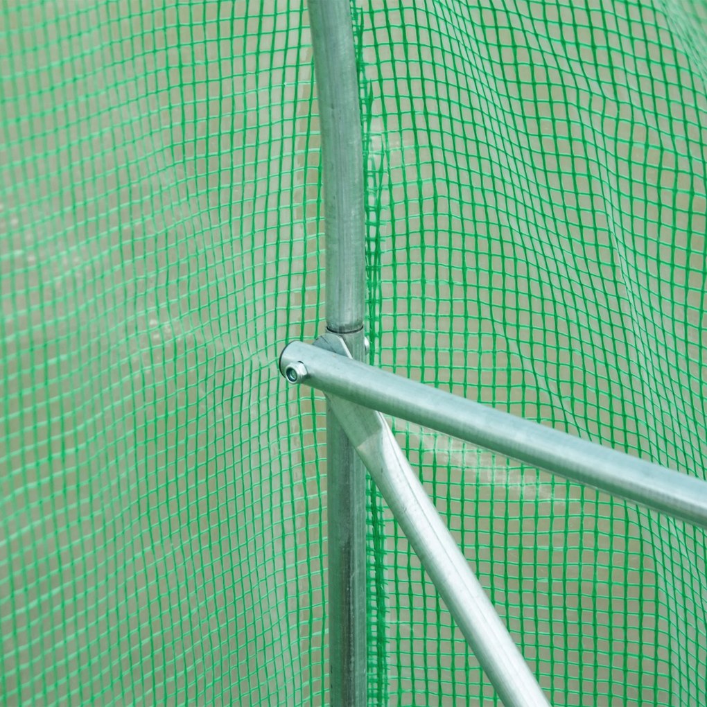 Zahradní tunelová skleník Outsunny s plochou 6m², 3D x 2Š x 2V m, zpevněný tubulární rám, zipová vrata a 6 oken s možností rolování