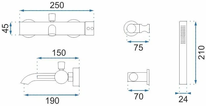 Nástěnná vanová baterie REA LUNGO bílá