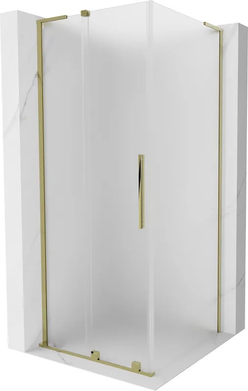 Mexen Velar L, sprchový kout s posuvnými dveřmi 120 x 120 cm, 8mm sklo námraza, zlatá lesklá, 871-120-120-33-50