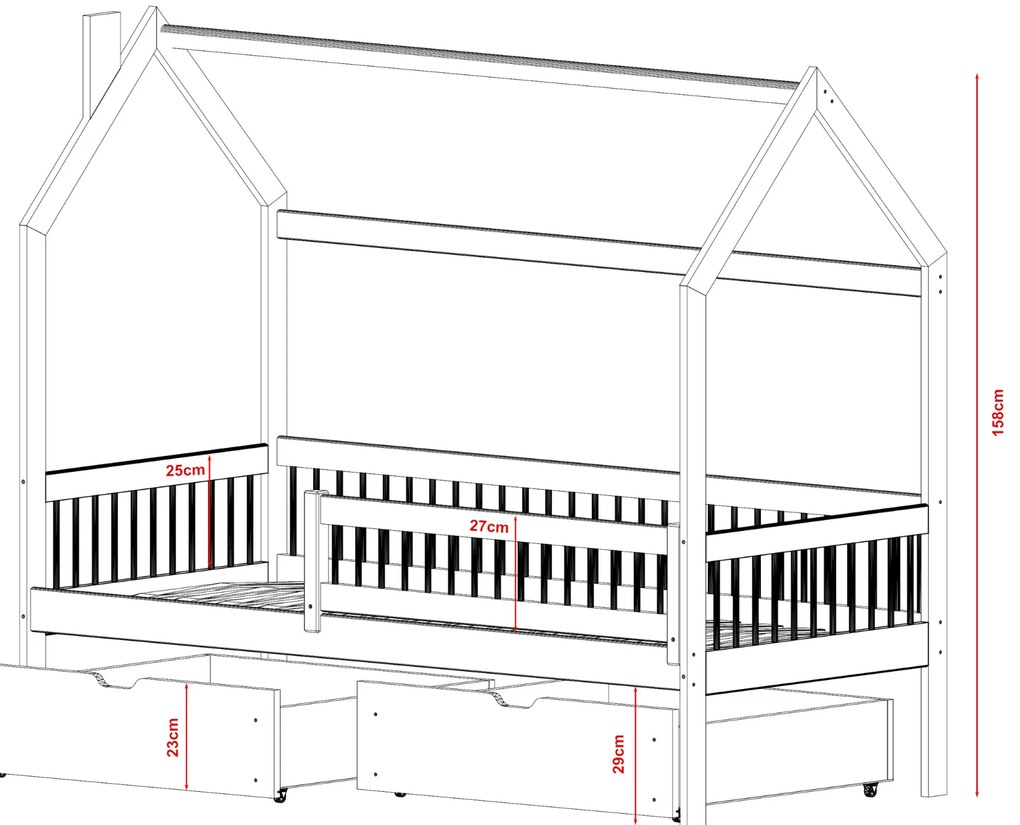 Legno Dětská postel ve tvaru domku Rakos borovice Rozměr (cm): 80x160