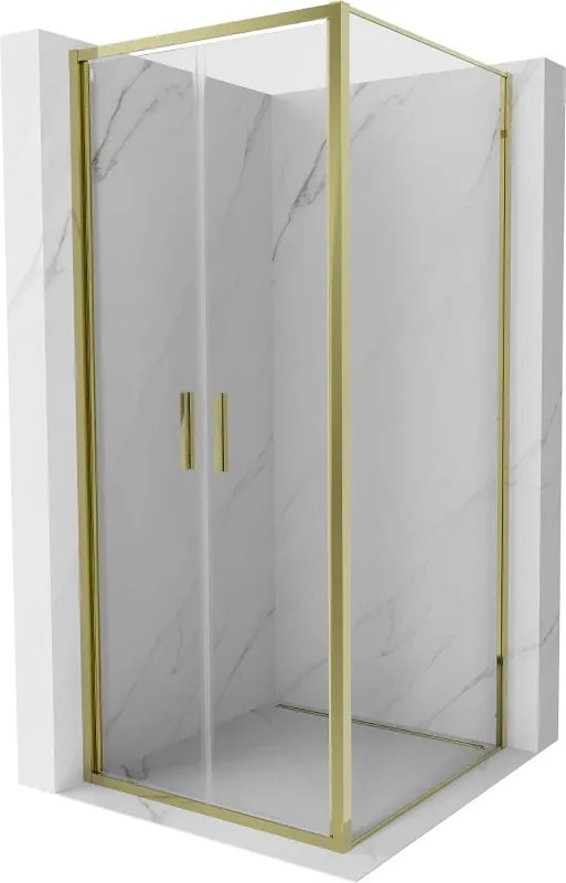 Mexen Exo, výklopná sprchová kabina, dveře 110 cm + boční stěna 110 cm, transparentní sklo, zlatá, 814-110-110-50-00