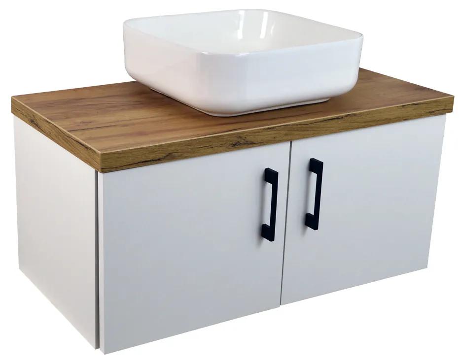 BPS-koupelny Koupelnová skříňka pod deskové umyvadlo Agria II W 80-HD - bílá/zlatý dub