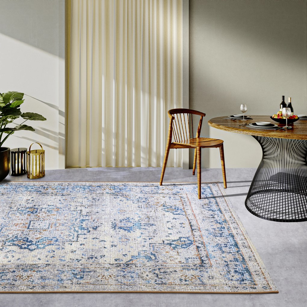 Villeroy & Boch Kusový koberec 106064 Cream, Blue – na ven i na doma, 200x285, modrá, chodba / předsíň