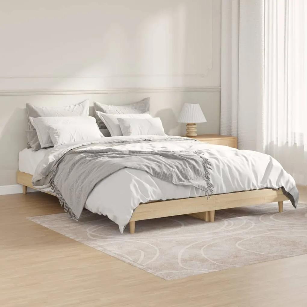 Rám postele dub sonoma 135 x 190 cm kompozitní dřevo - Default Title