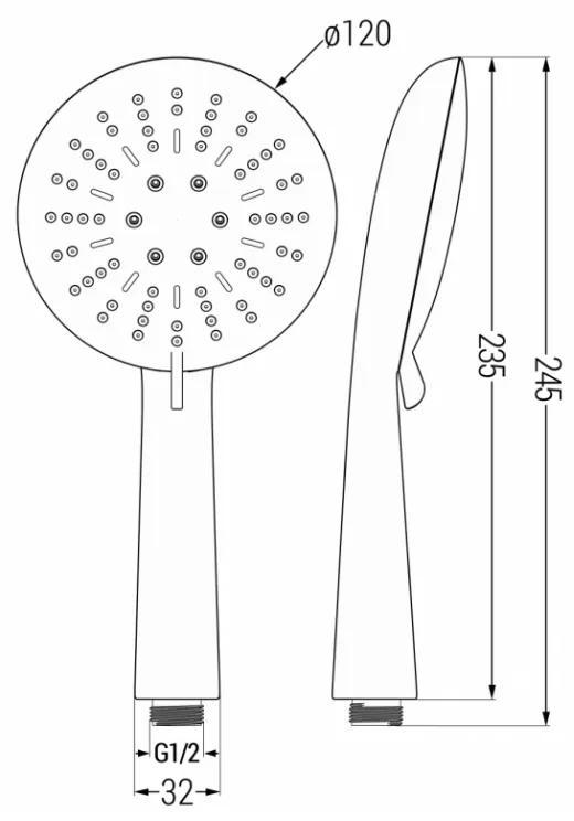 Ruční sprcha 3-funkční MEXEN R-67 černá
