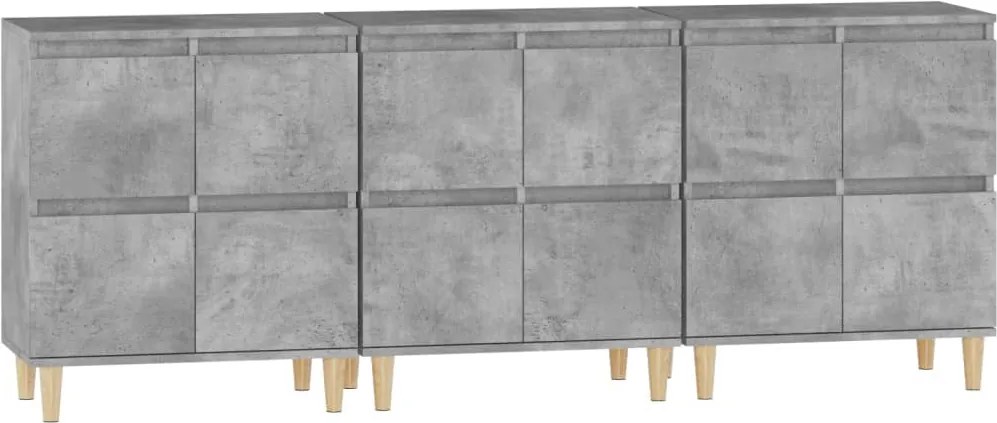 Příborníky 3 ks betonově šedé 60 x 35 x 70 cm kompozitní dřevo 3185771