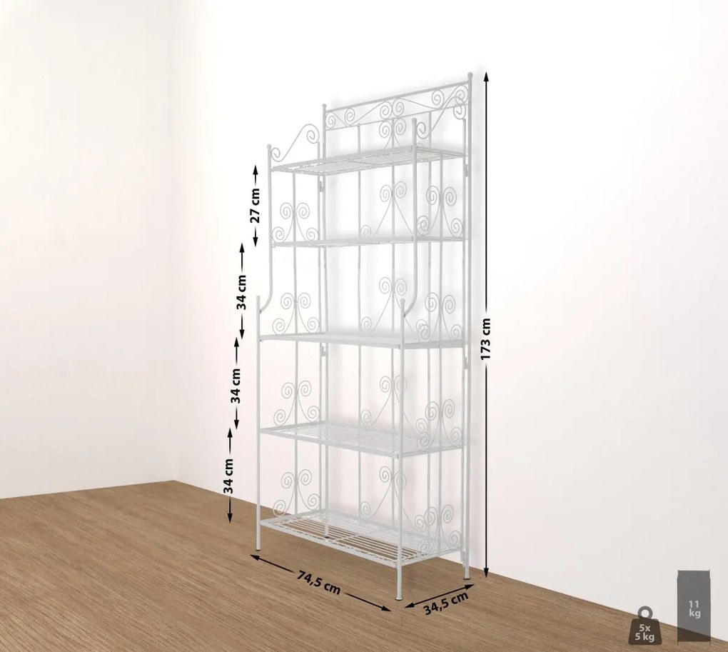 Kovová police regál Caria - Bílá