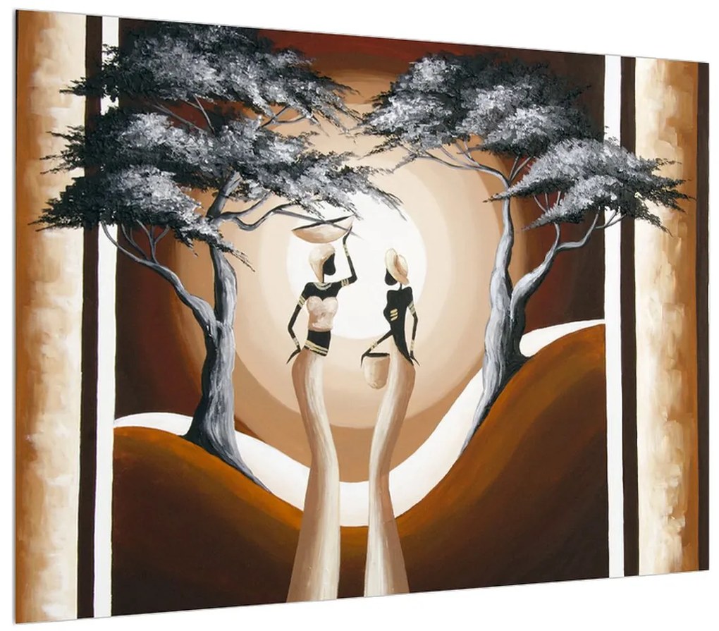 Orientální obraz dvou žen a stromu  (70x50 cm)