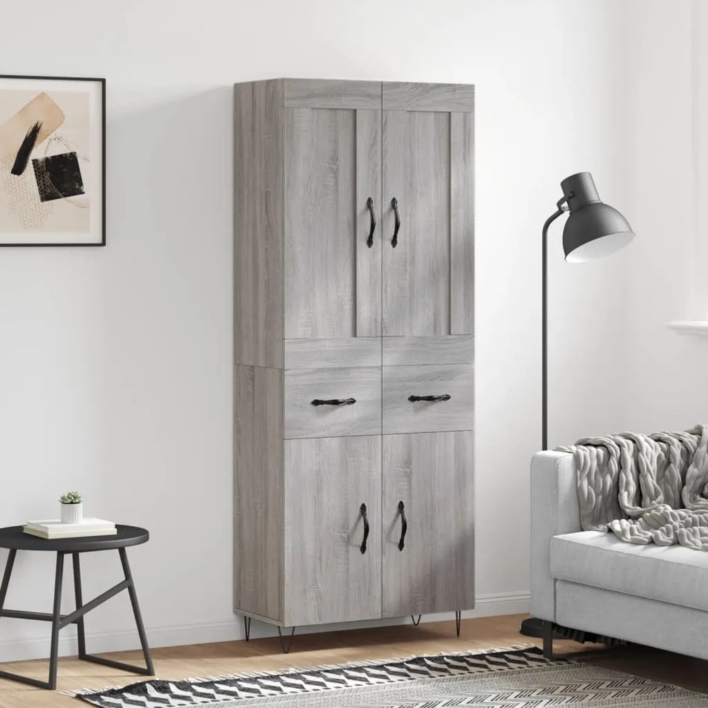 Skříň highboard šedá sonoma 69,5 x 34 x 180 cm kompozitní dřevo 3199911