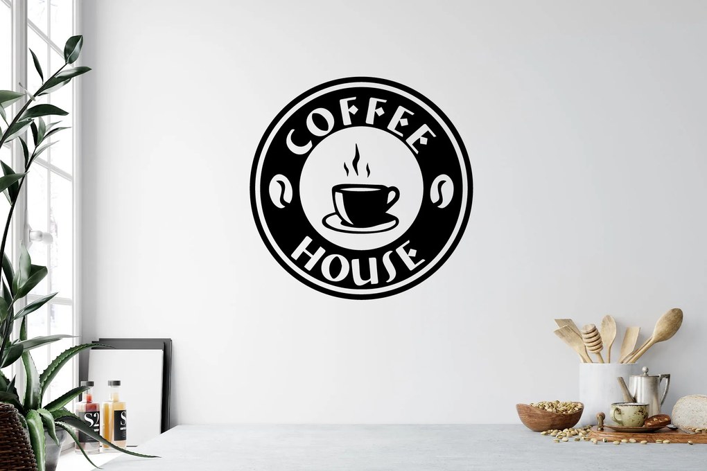 Lepy.cz Samolepka na zeď Coffee house Velikost (šířka x výška): 90x90cm, Barevná varianta: Světle červená