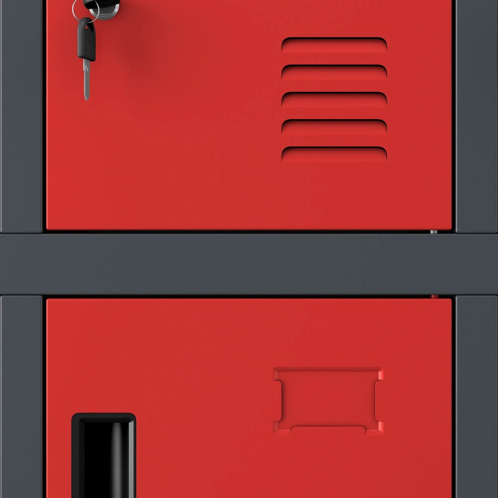 Šatní skříň s 20 uzamykatelnými boxy, antracit/červená, 1360x1720x450 mm: ROBERT