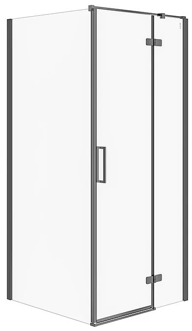 Cersanit Jota, rohový sprchový kout 90 (dveře pravé) x 90 (stěna) x 195, 6mm čiré sklo, černý profil, S160-004