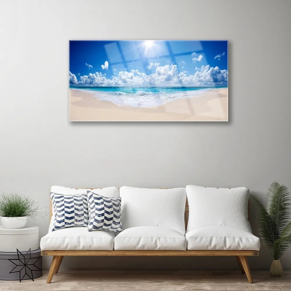 Obraz na skle Pláž Moře Slunce Krajina 125x50 cm