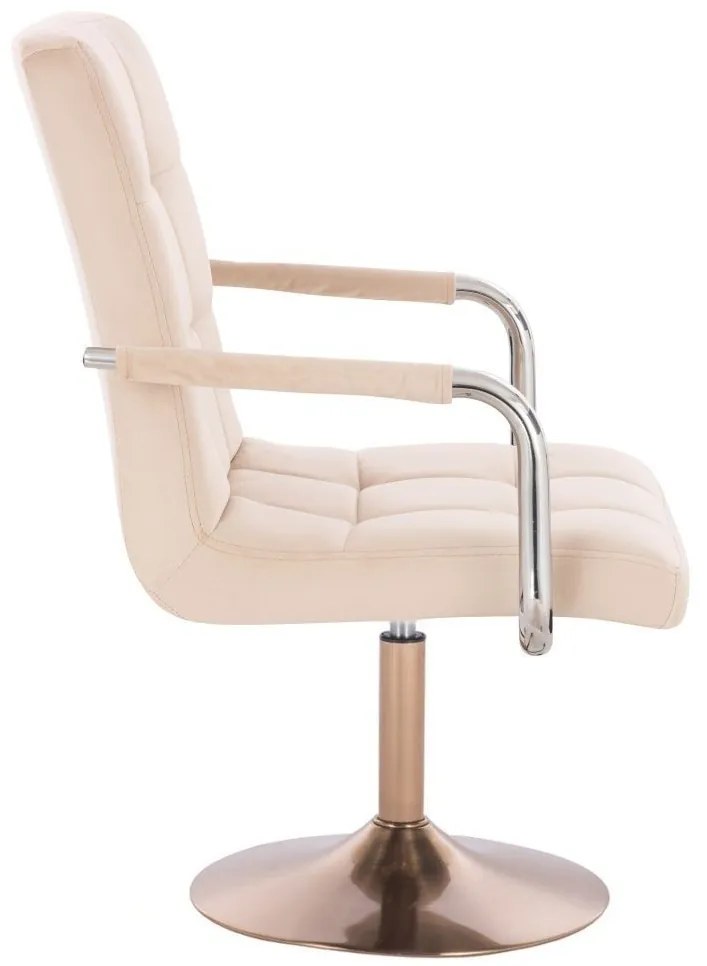 LuxuryForm DESIGN Otočná židle VERONA VELUR na zlatém talíři - krémová