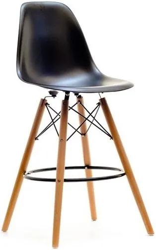M Barová židle MOBI černá - dřevěná podnož