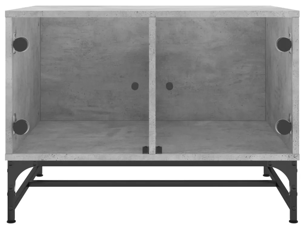 Konferenční stolek skleněná dvířka betonově šedý 68,5x50x50 cm - Default Title