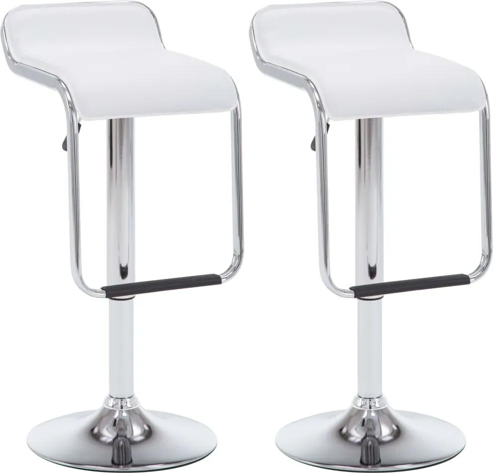 Otočné barové stoličky z umělé kůže 2 ks - bílé | 34,5x50,5x89 cm