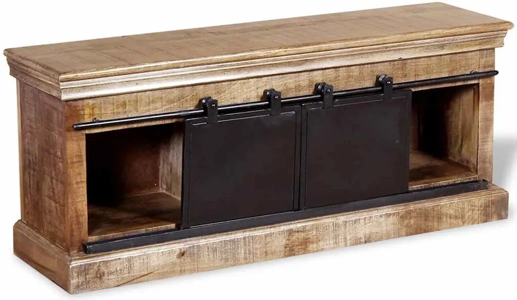 TV stolek s 2 posuvnými dvířky mangovníkové dřevo 110x30x45 cm 244019