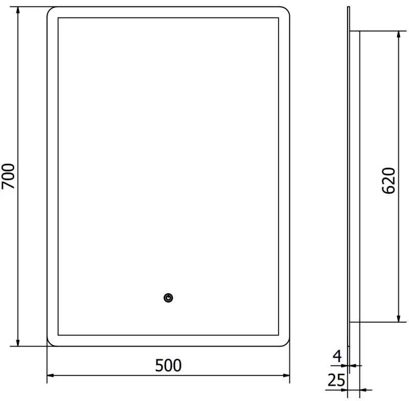 Mexen Navia, LED koupelnové zrcadlo s podsvícením 50 x 70 cm, 6000K, ochrana proti zamlžování, 9803-050-070-611-00